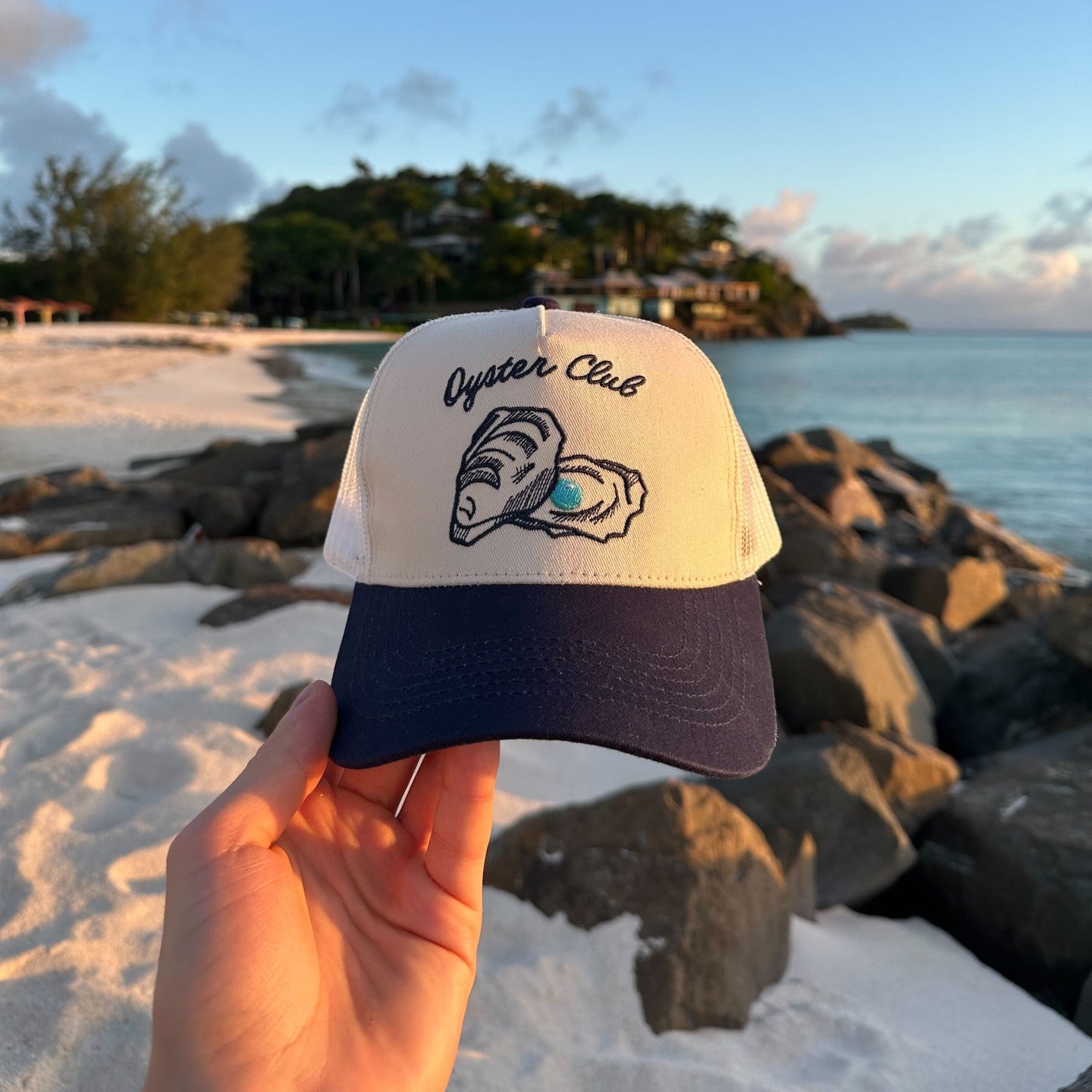 Oyster Club Hat - Bone/Navy